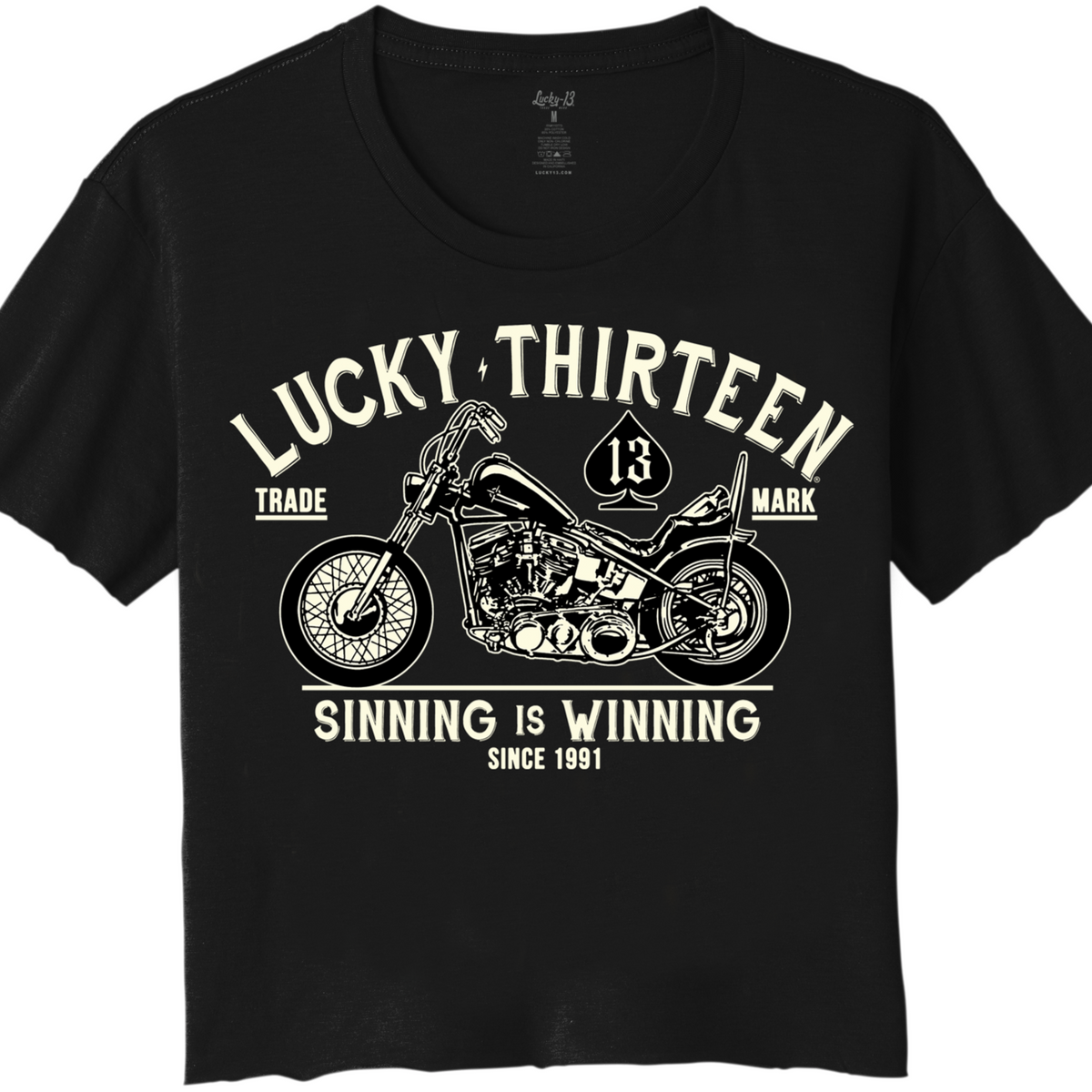 SINNING IS WINNING Crop Top Black – Lucky13apparel
