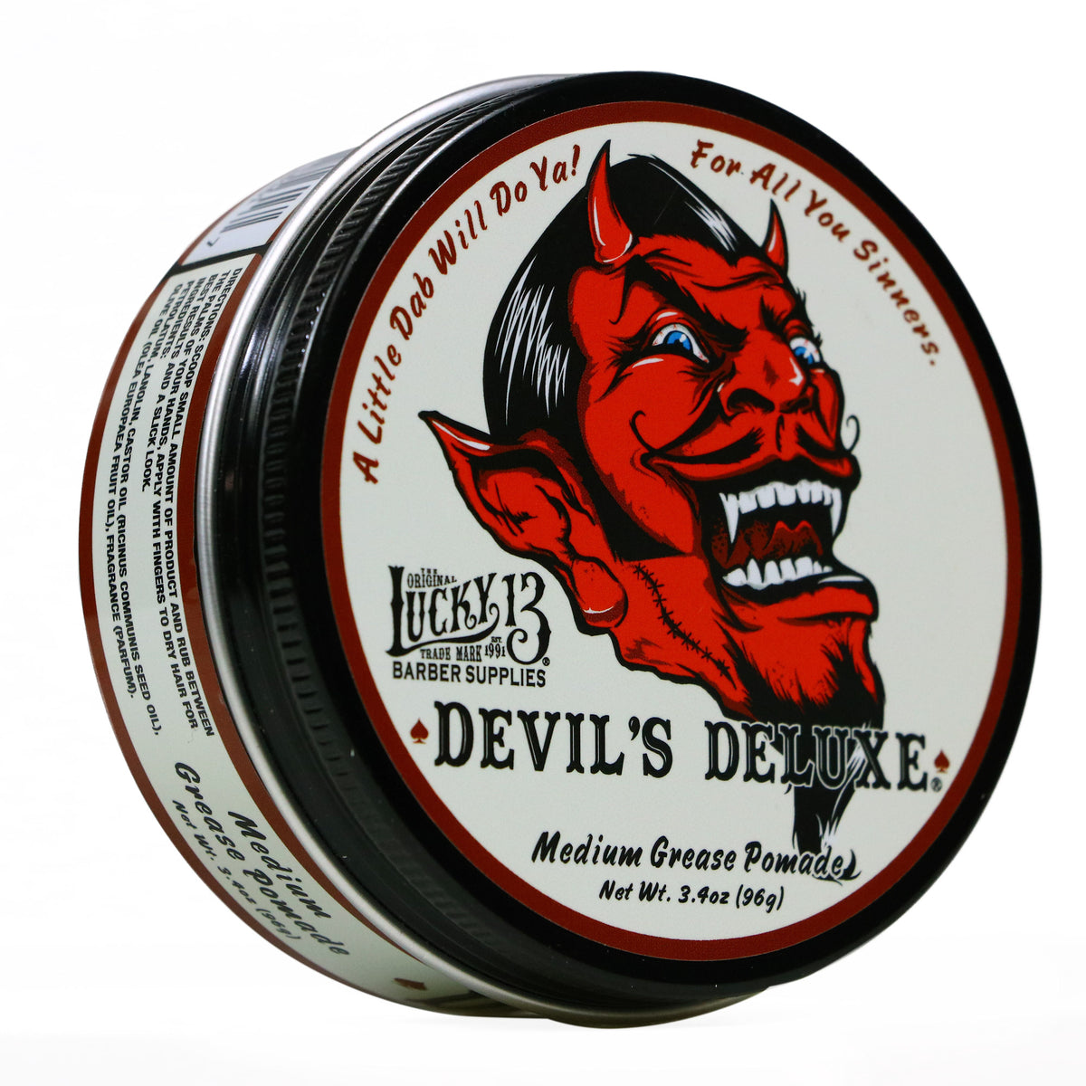 Lucky-13 Devil’s Deluxe Pomade (MED HOLD/MED SHINE) - Individual Unit ...